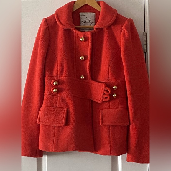 Milly | Jackets & Coats | Milly Red Jacket With Gold Buttons | Poshmark